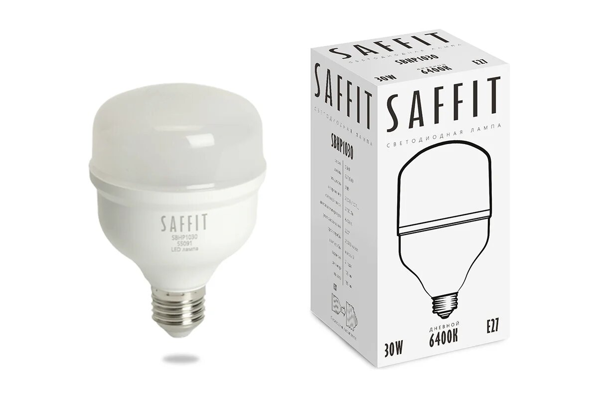 SAFFIT светодиодная лампа 30W 230V 6400K E27-E40 универсальная для дома и офиса