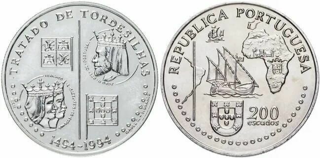 Португалия 200 эскудо, 1994 500 лет с момента заключения Тордесильясского договора
