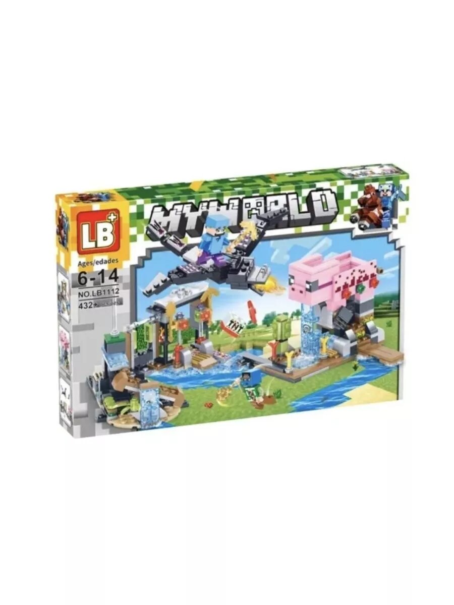 Конструктор My World Майнкрафт дракон Эндера и свинья 432д