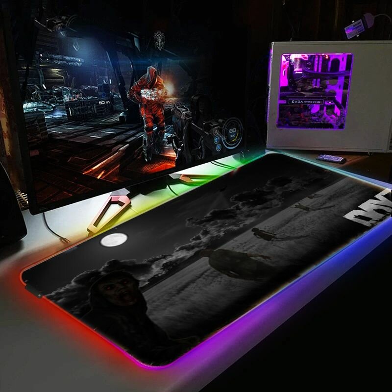 Коврик для мыши DA Dayz, игровой, нескользящая основа, RGB-подсветка, черно-серый, 40x90 см