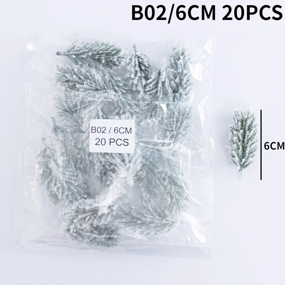 Искусственные сосновые ветки, White B02 6см, 20шт