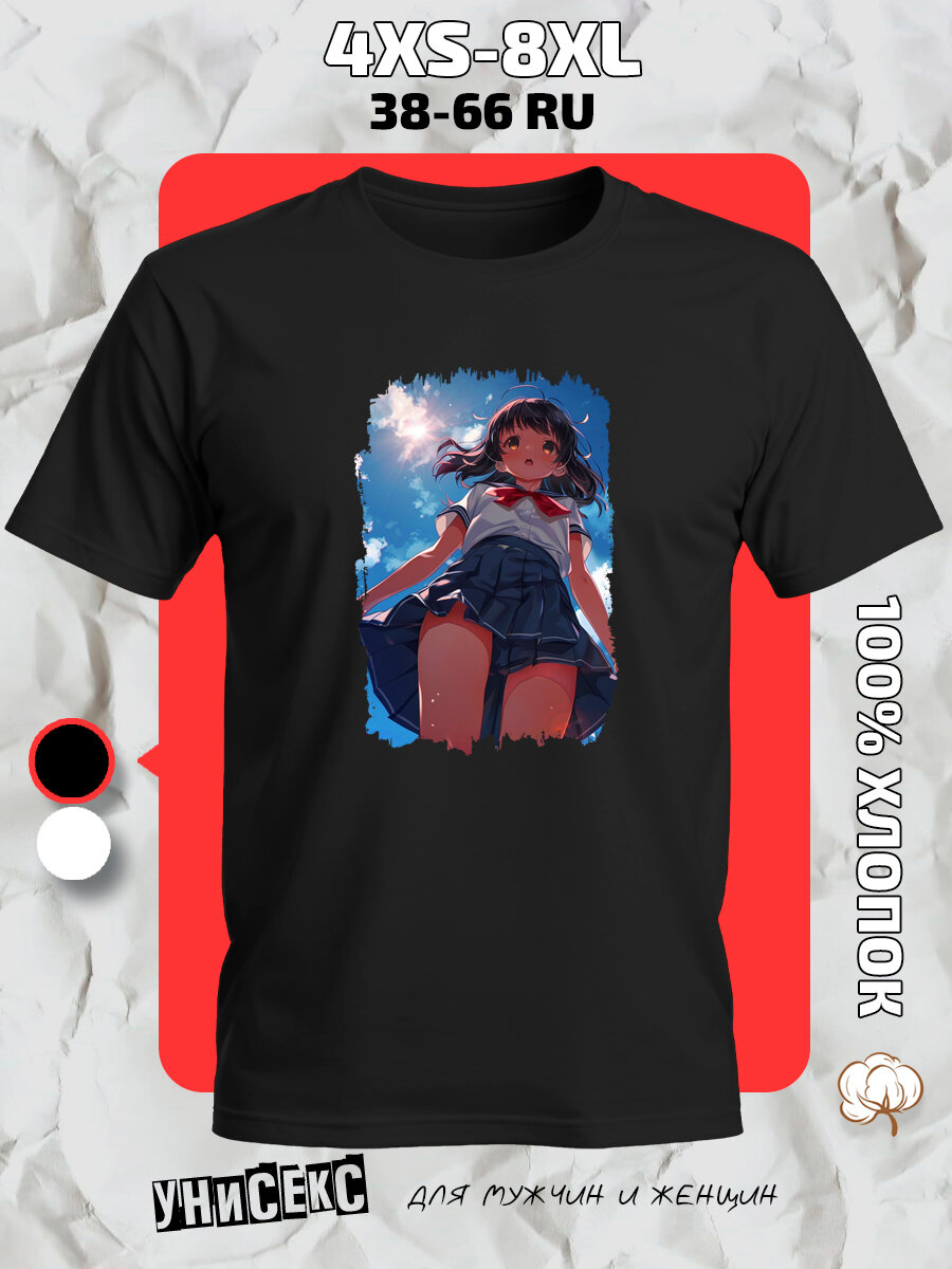 Футболка с принтом аниме девушкой