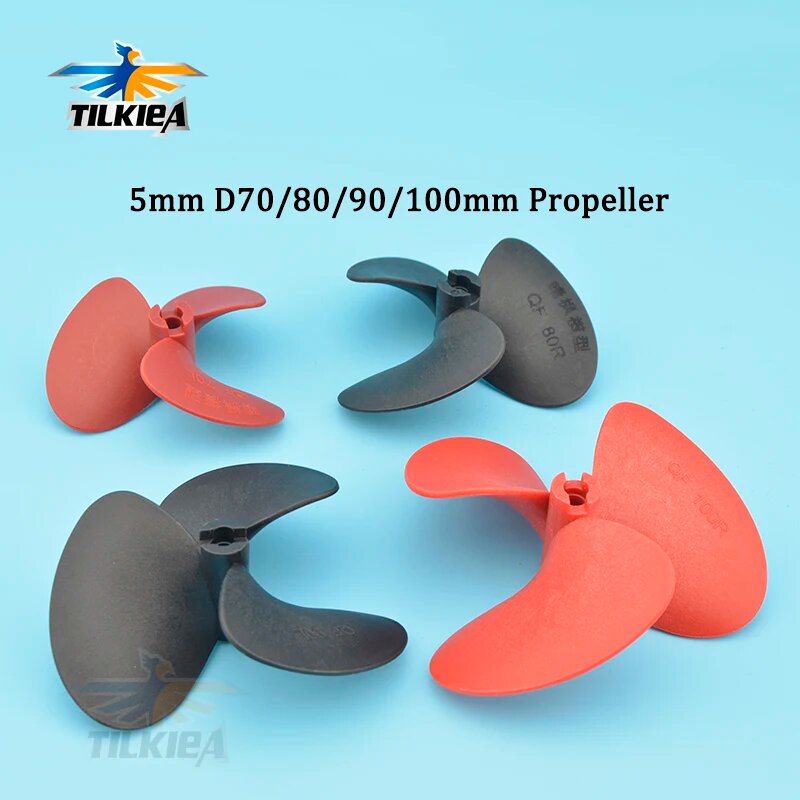 TILKIEA 5 мм пластиковый гребной винт для лодки с дистанционным управлением 3 лопасти Black Reverse D80mm