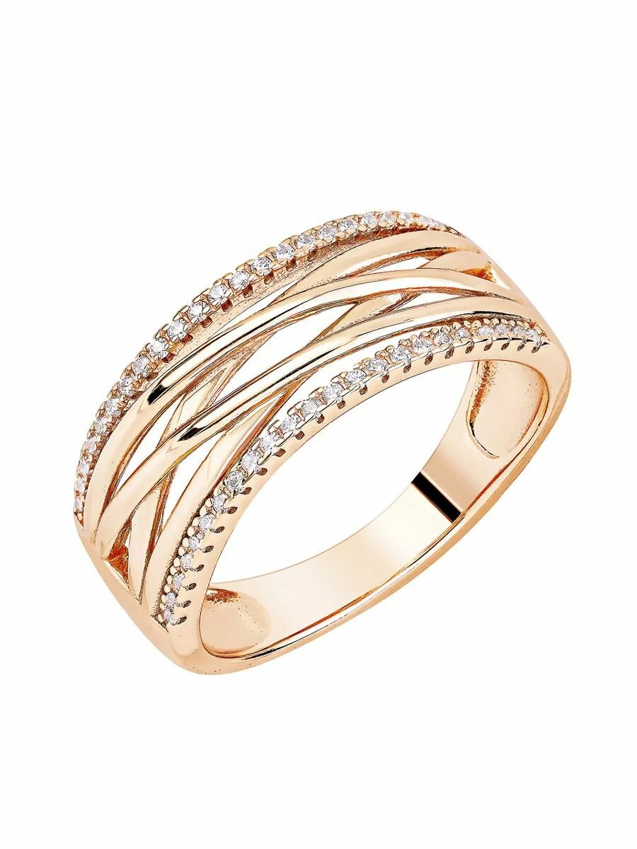 Кольцо помолвочное ZLATBERRY, серебро, 925 проба, золочение, фианит