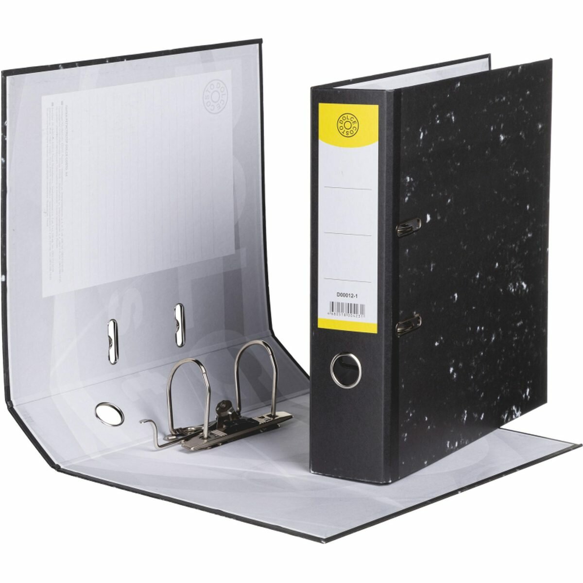 Папка-регистратор (75мм, А4, до 480л, картон "под мрамор") черная (D00012-1), 30шт.