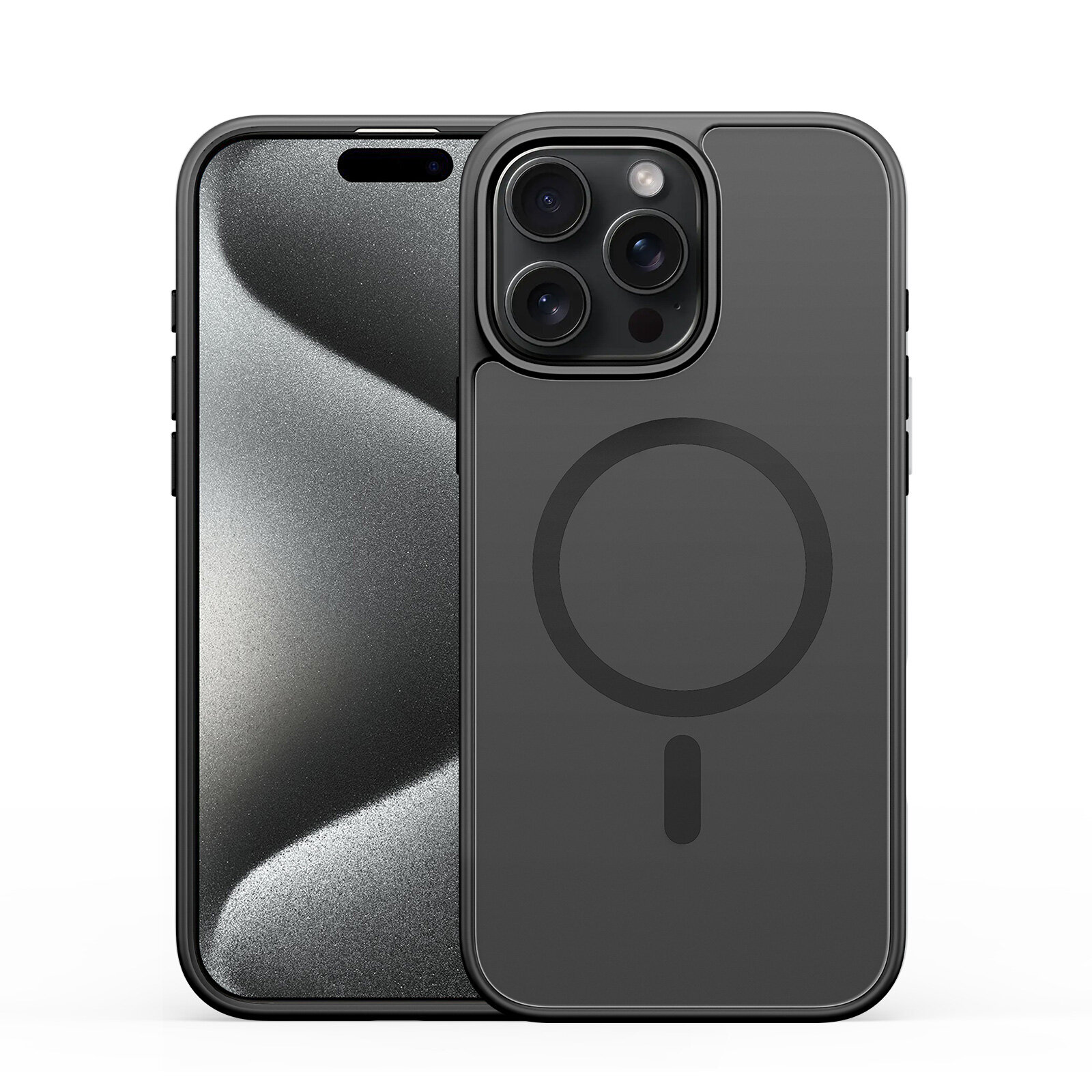 Прозрачный матовый чехол с черными рамками и с MagSafe от Dux Ducis для iPhone 15 Pro Max, серия Yind Series Case