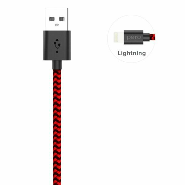 Кабель PERO DC04 USB - Lightning 1м 2.4A Red (Красный)