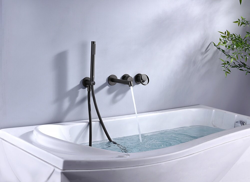 Встроенный смеситель для ванны из латуни Ganzer GZ19134-Q графит