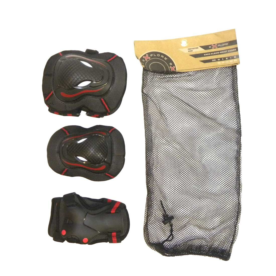 Защита Explore AMZ 080 (комплект) для катания на роликовых коньках, скейтбордах, самокатах. р. M Red