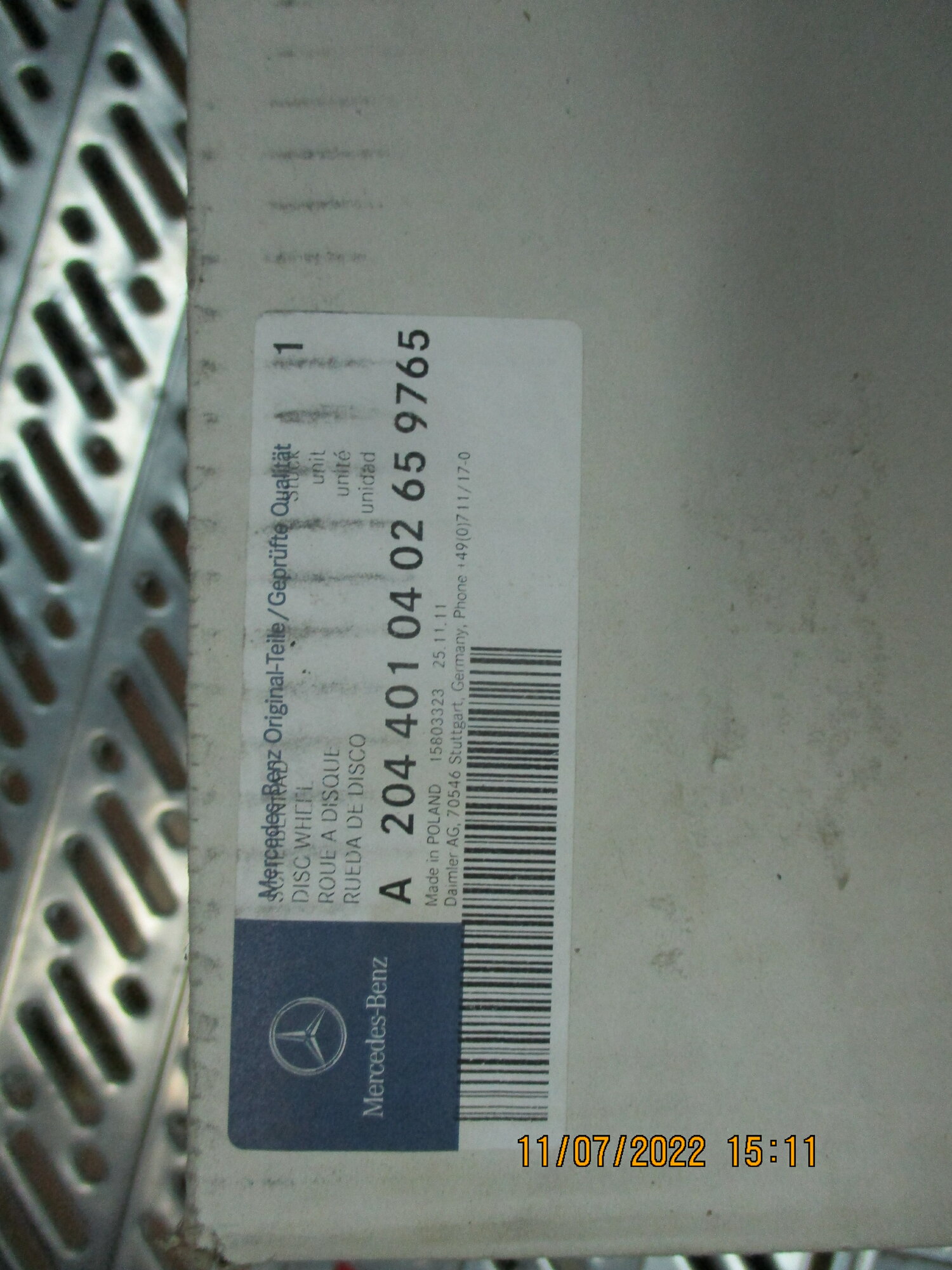 Диск колёсный Mercedes A204401040265