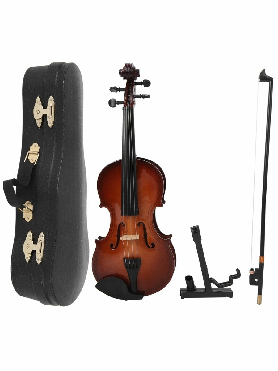 Миниатюрная деревянная модель скрипки, декоративное украшение для музыкального инструмента с подарочной коробкой, деревянная скрипка ручной работы для демонстрации или подарка