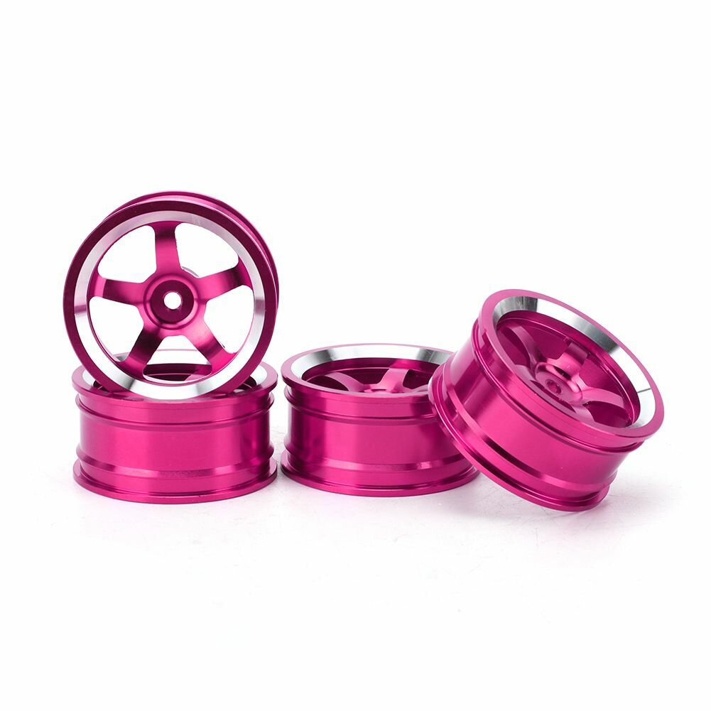 4шт Ступица колеса из алюминиевого сплава 1/10 RC Запчасти для HSP 94123 Touring Drift Car Прочные розовые аксессуары