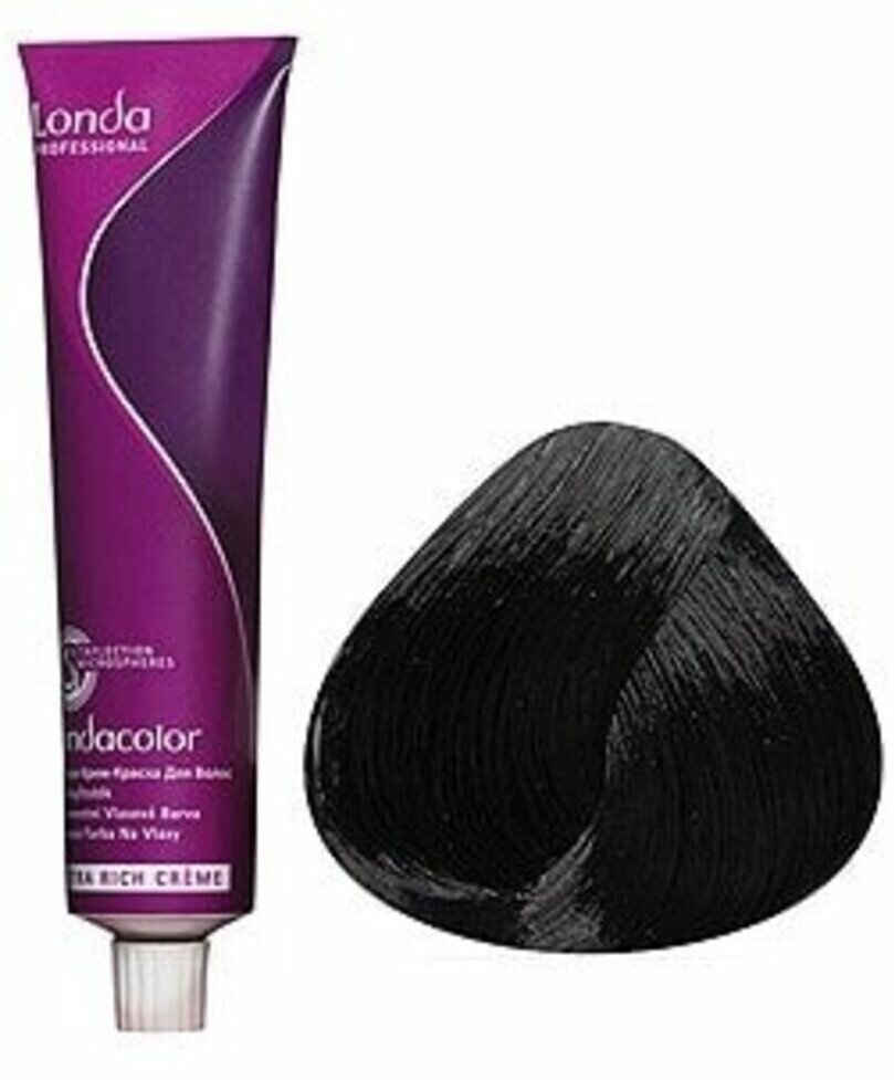 Крем-краска Londa Professional , стойкая для волос 2/0 черный , 60 мл