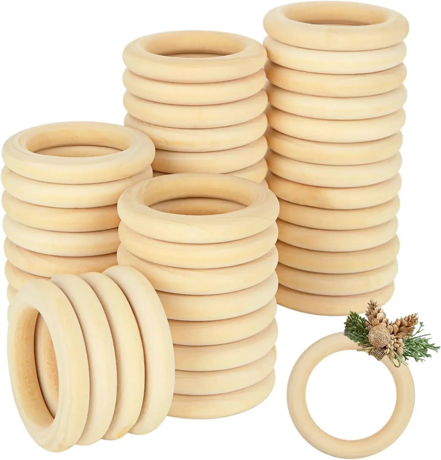 Деревянные кольца для рукоделия 20 шт