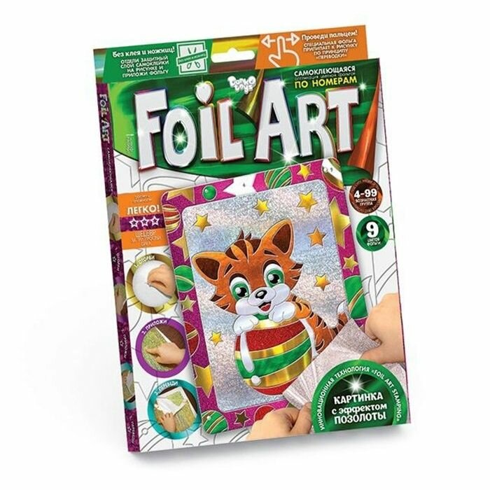 Аппликация Danko Toys "Foil Art", Котенок, цветной фольгой, по номерам