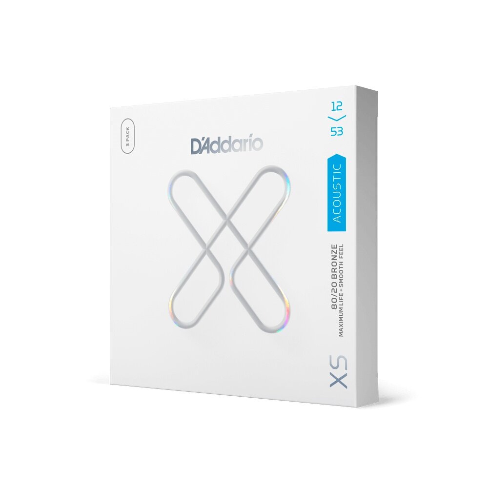 Струны для акустической гитары, бронза 80/20, 12-53, 3 комплекта, D'Addario XSABR1253-3P XS