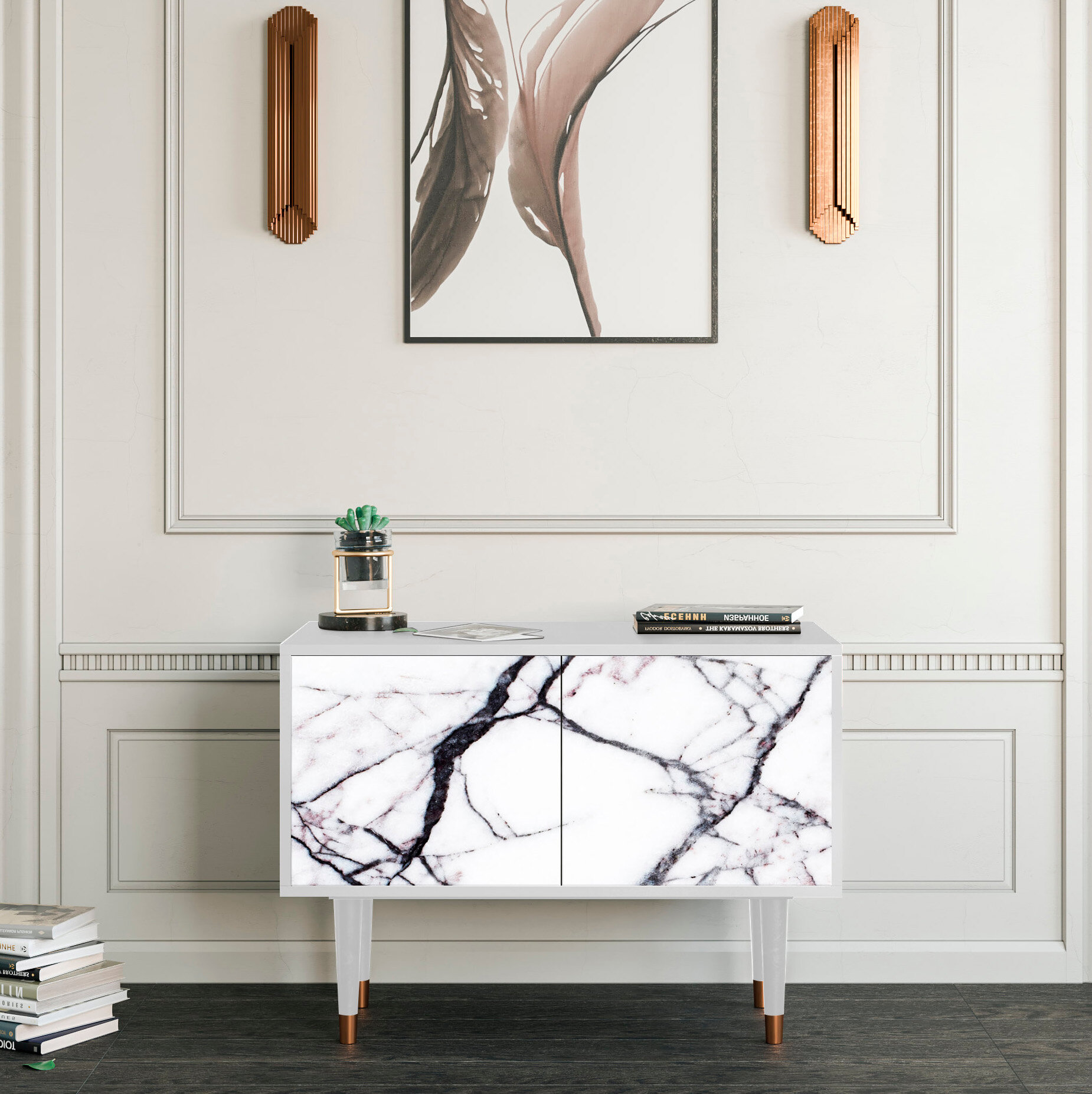 Комод - STORYZ - S1 Raven Marble, Размер - 94 x 69 x 48 см, Цвет корпуса - , Белый