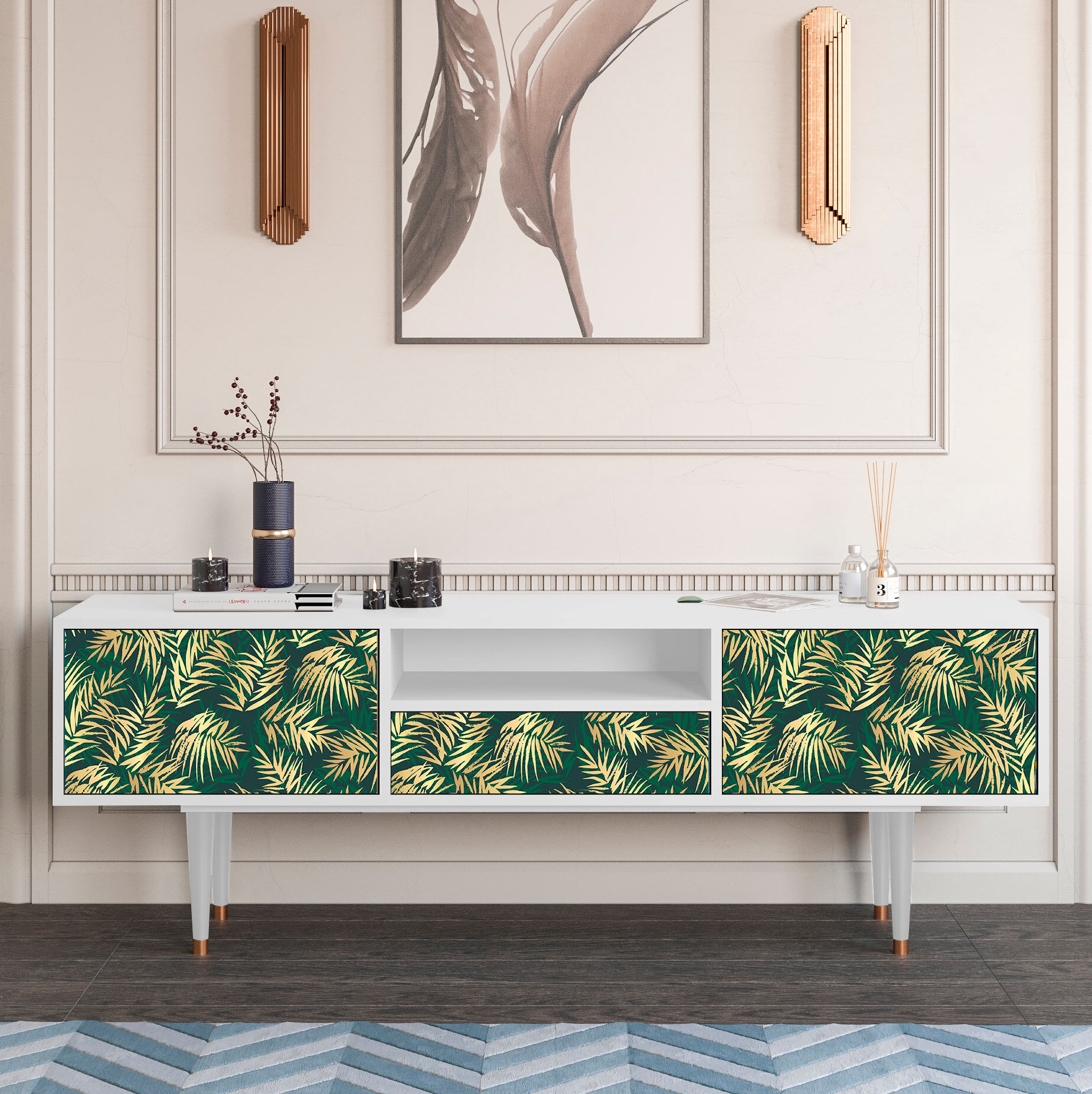 ТВ-Тумба - STORYZ - T6 Sunny Palm Tree, Размер - 170 x 69 x 41 см, Цвет корпуса - , Белый