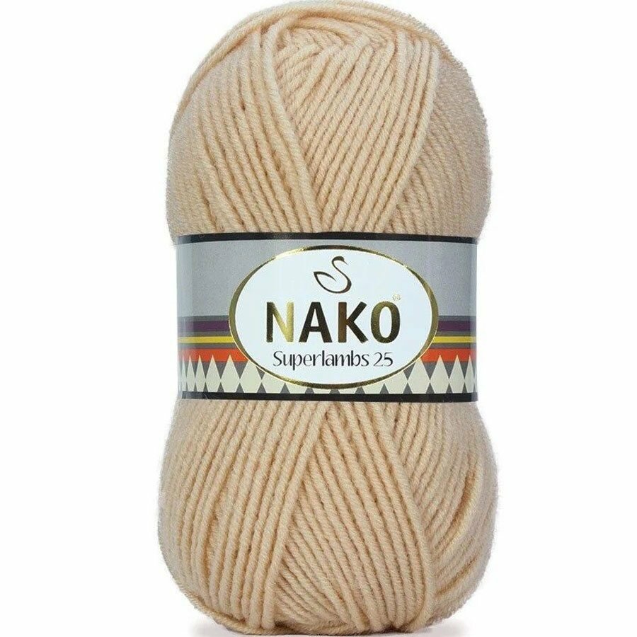 Пряжа Nako SUPERLAMBS 25 1204 слоновая кость (5 мотков)