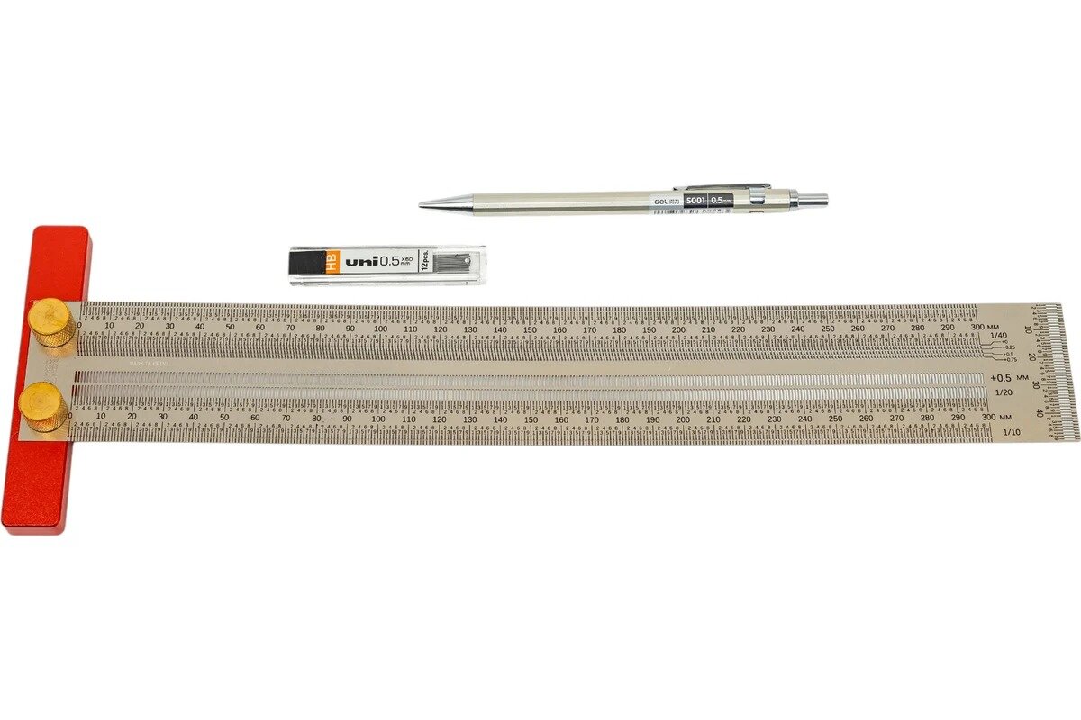 Линейка разметочная T-образная 300мм с карандашом WoodWork RUL-30T