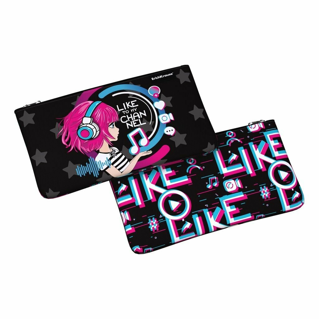 Пенал-косметичка Erich Krause 220х120 мм Light "Top Blogger", полиэстер (57493)