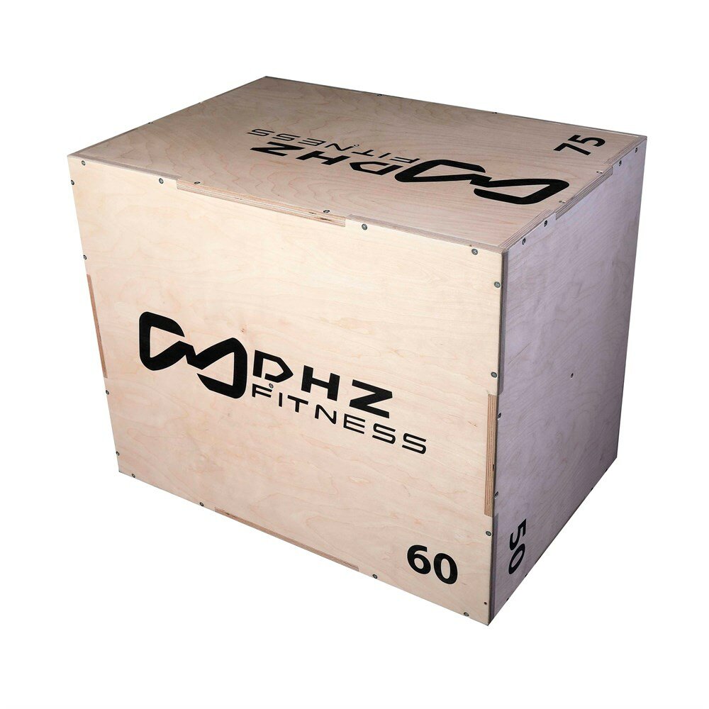 DHZ Fitness Универсальный PLYO BOX 3 в 1 со шкалой наклона (фанера) 50х60х75 см DHZ