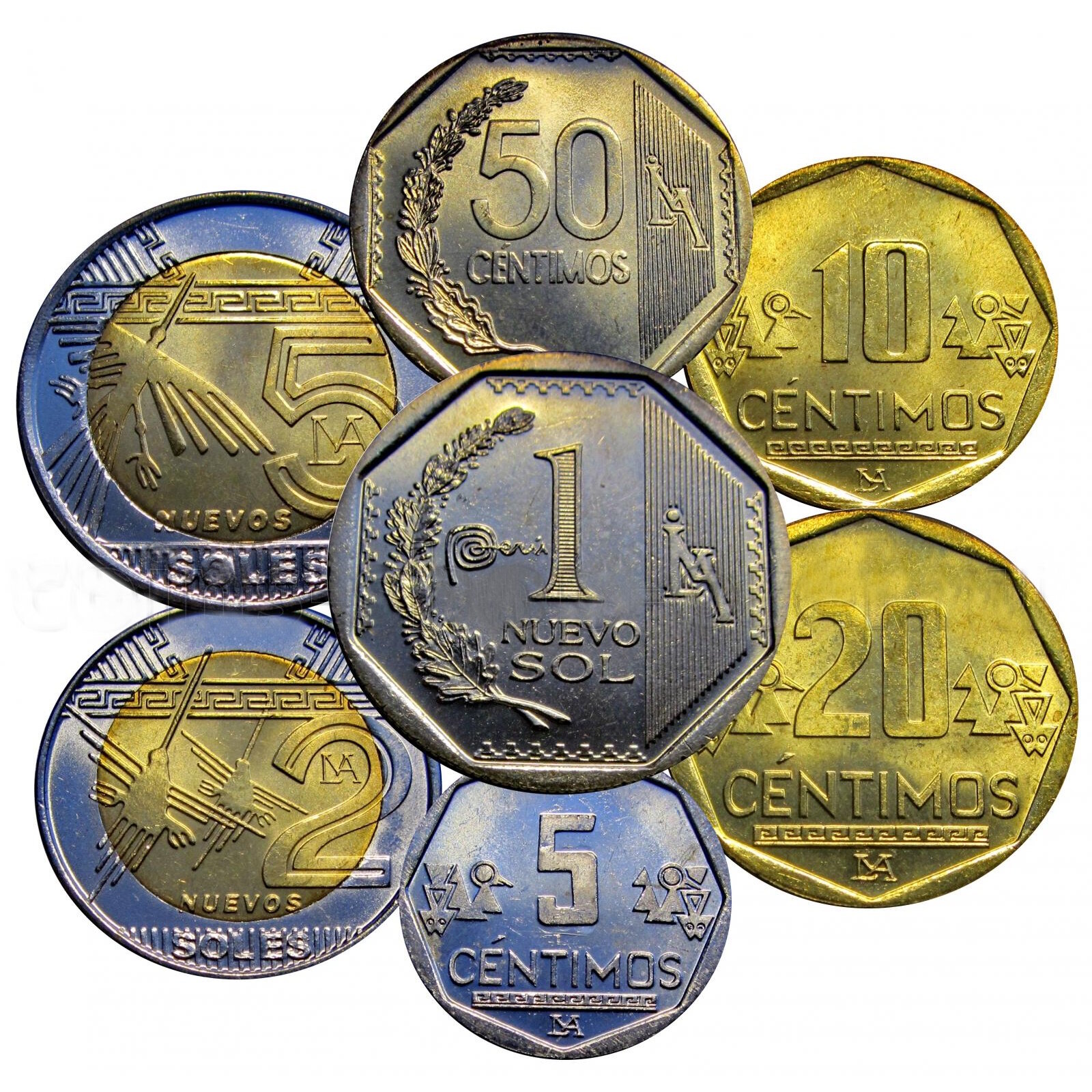 Набор 7 монет 2011-2013 Перу UNC