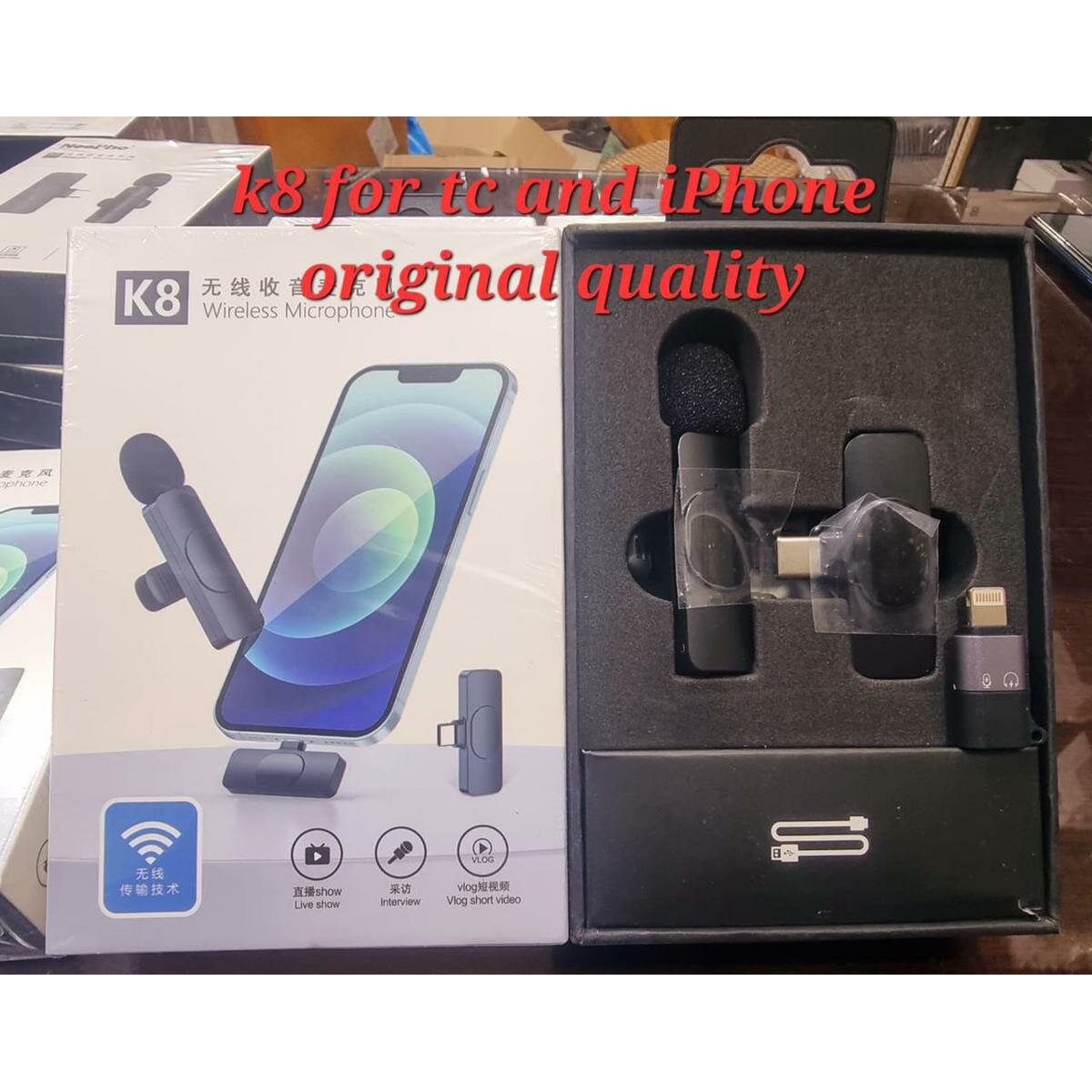 Беспроводной Bluetooth-микрофон K8, универсальный Plug n Play, аудиомикрофон, мини-ошейник для мобильного телефона, тип