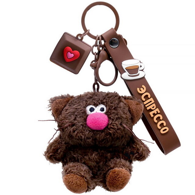 Мягкая игрушка-брелок Кот Эспрессо 8 см, Кофейные Коты, Budi Basa, CCkc-01