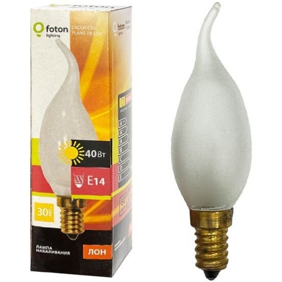 Лампа накаливания декоративная Foton Lighting FOTON DECOR С35 FLAME FR 40W E14 (230V)