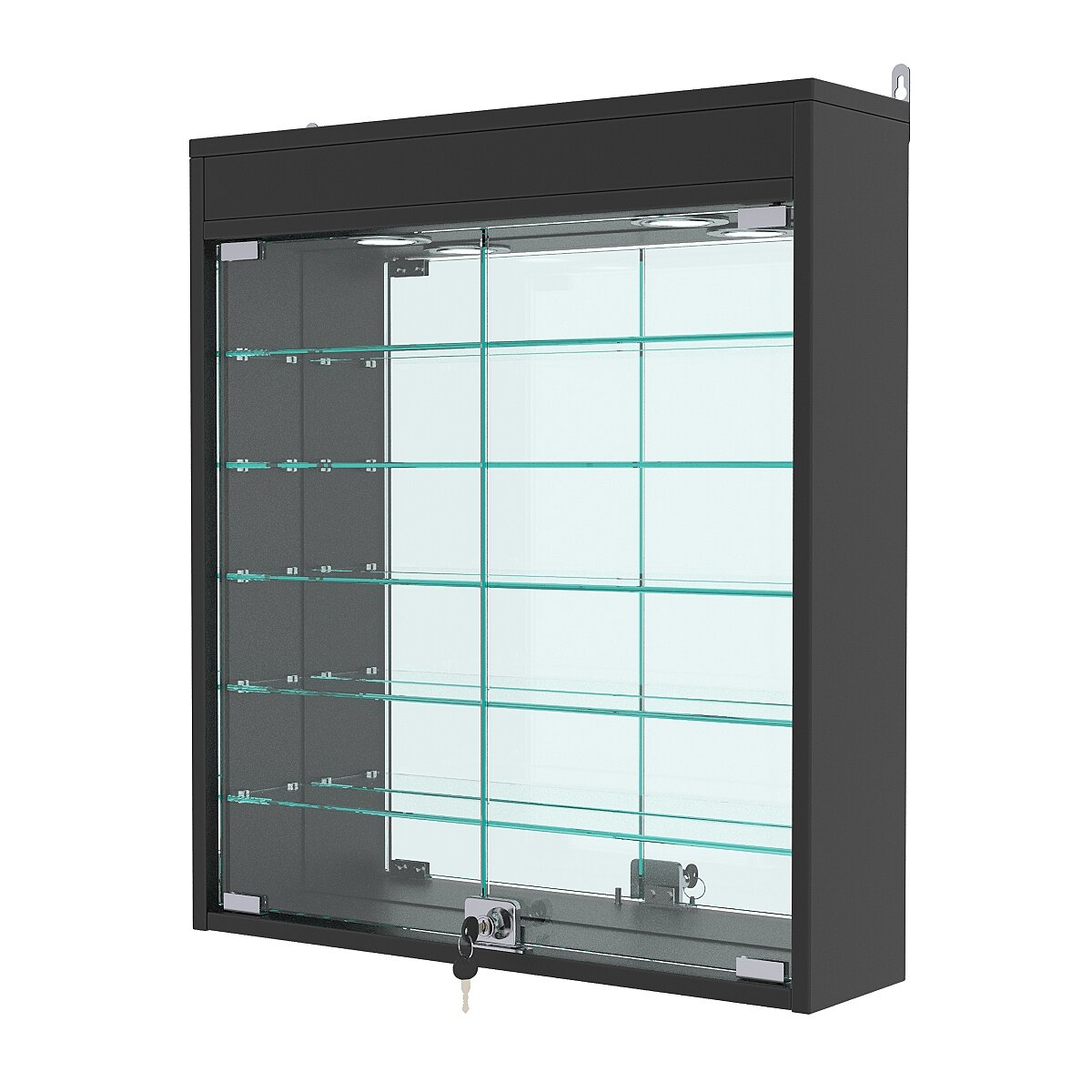 Витрина настенная №1-8А с зеркалом и подсветкой, Черный. Производитель товара - компания Westcom.