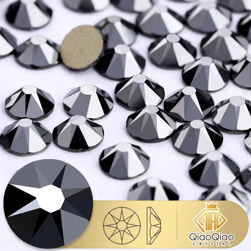 Стразы стеклянные QIAO 2088, SS30, Jet Hematite, 288шт