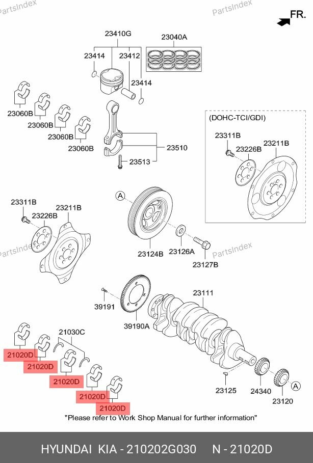 Вкладыши коренные, HYUNDAI/KIA/MOBIS 210202G030