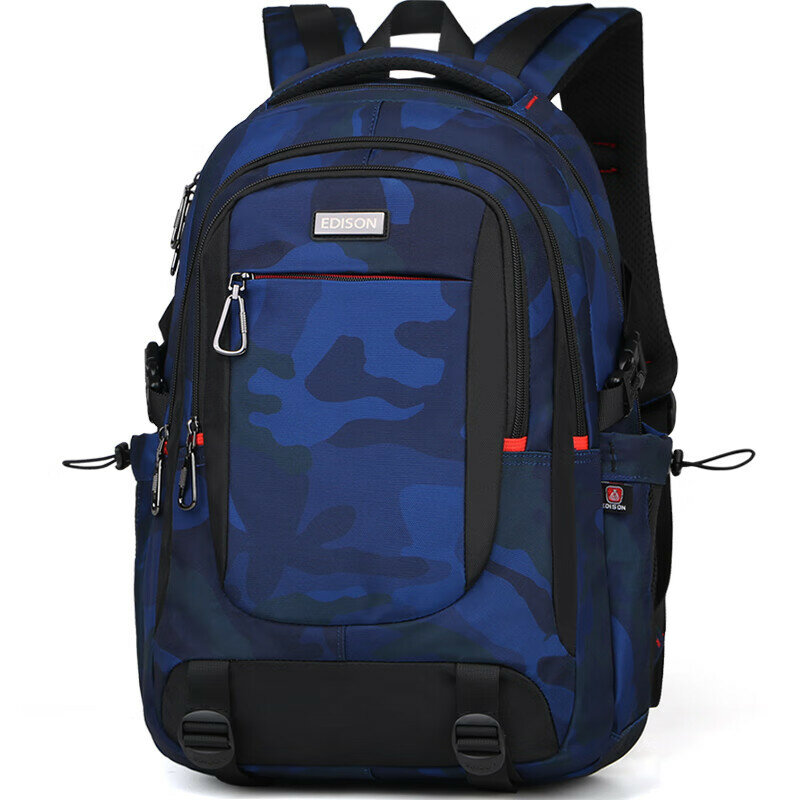 Edison high school student backpack large capacity junior high school student water-proof backpack travel backpack K052-19G camouflage blue