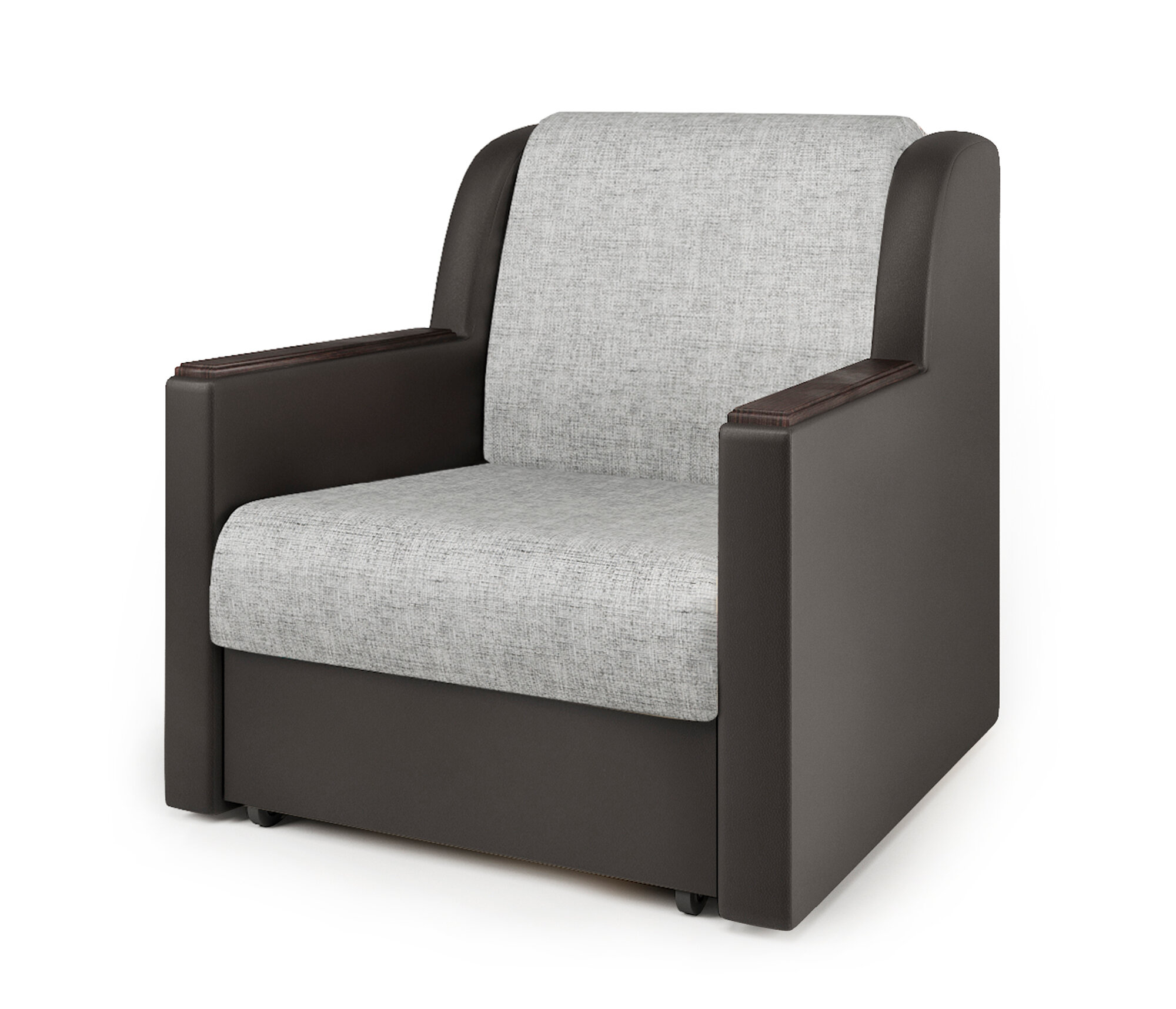 Кресло-кровать Шарм-Дизайн Аккорд Д 70х194 см, аккордеон, раскладное кресло, экокожа шоколад и серый шенилл