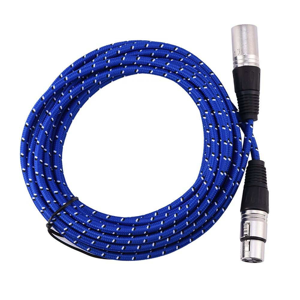 3-контактный XLR-разъем "папа-мама" для микрофона, удлинительный кабель, нейлоновый плетеный провод, 5 м