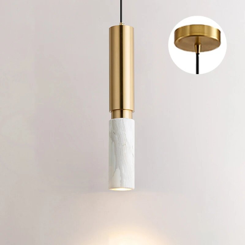 Подвесной светильник BANMENG из железа и мрамора, White, Холодный белый