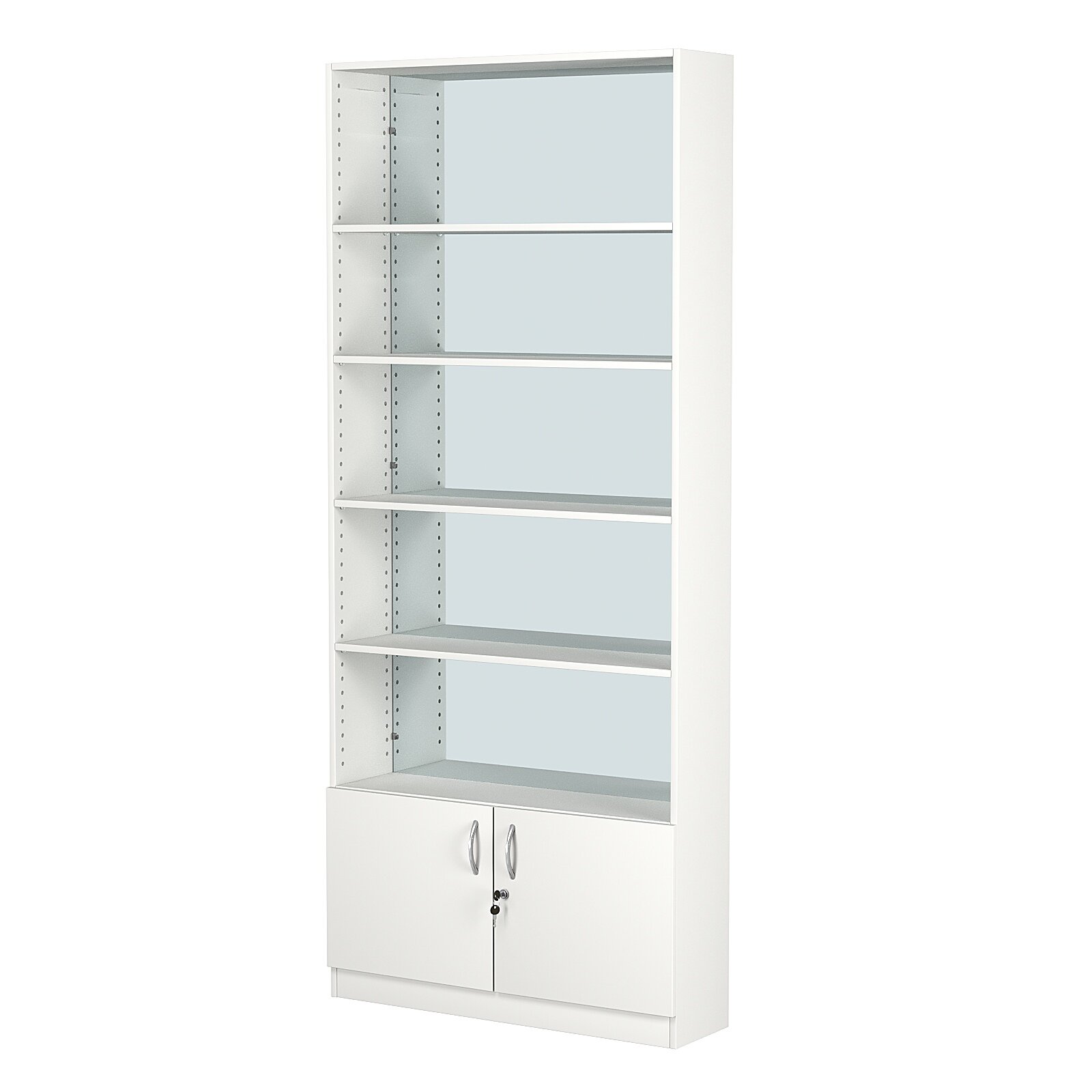 Стеллаж из ДСП с 4-мя полками 250x900 мм серии LEVEL-4 №11-2 (З/C - зеркало), Белый