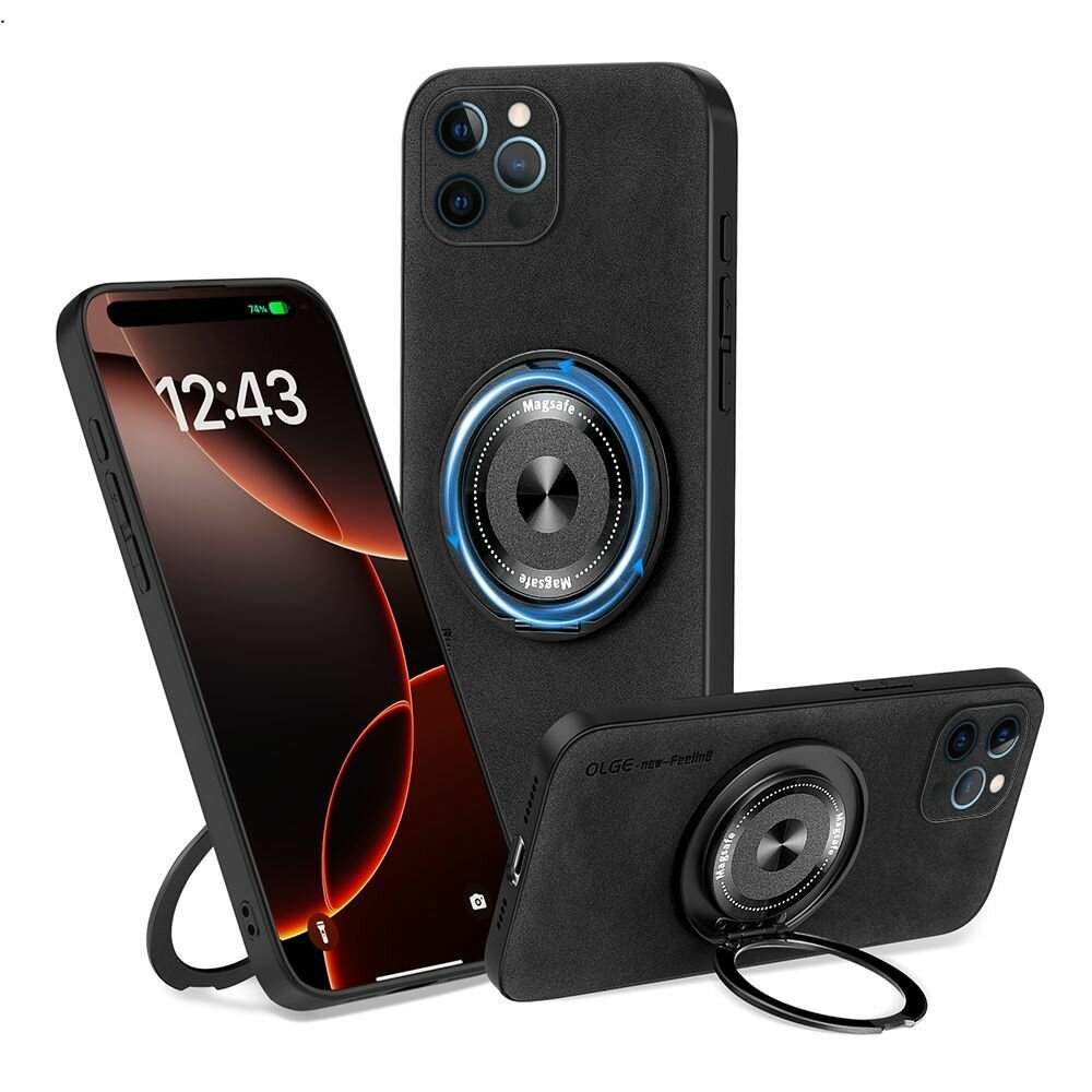 Чехол на айфон 12 про макс с поддержкой MagSafe/ Чехол для Apple iPhone 12 Pro Max с вращающимся на 360 градусов кронштейном, сильным магнитом, автомобильный держатель