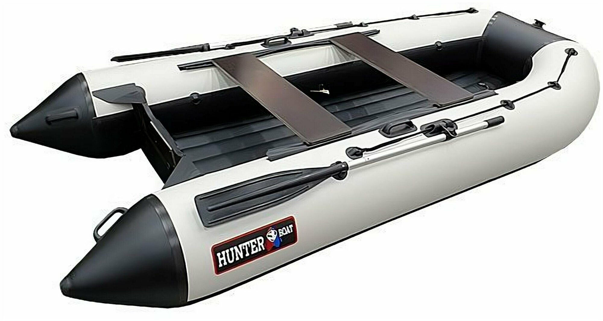 Надувная ПВХ Hunterboat Хантер 335 А лайт, с надувным дном, бело/черный