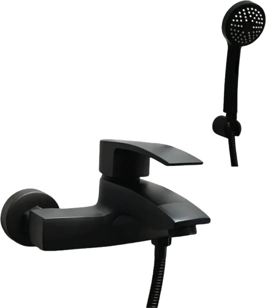 Смеситель для ванны с душем D-lin D130365-A с душевым гарнитуром, настенный, однорычажный, хром, глянцевый, с керамическим картриджем