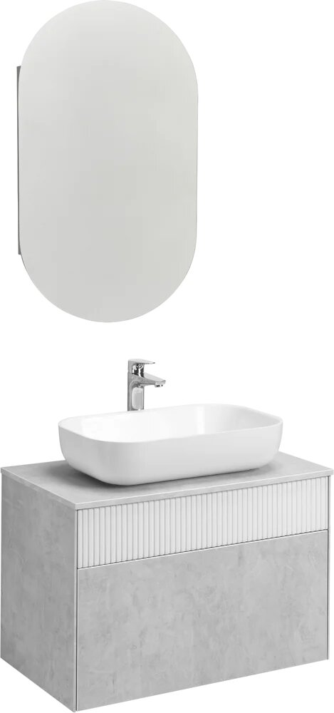 Мебель для ванной комнаты AQUATON Марбл 80 слэйт, белая матовая, раковина 1A73313KLK010