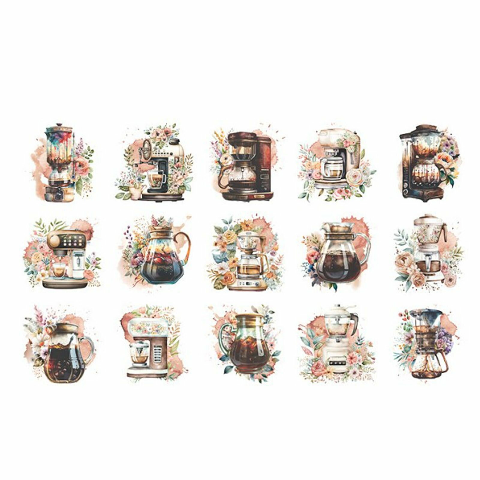 30 наклеек на тему кафе (богатые узоры, для планировщиков)