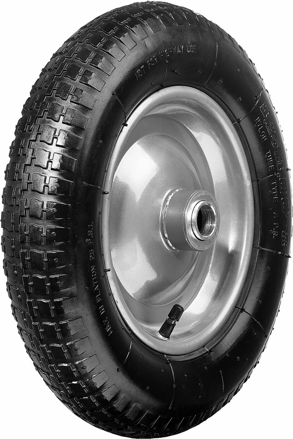 Пневматическое колесо СИБИН СК-3, 3.25" х 360 мм, стальной диск, подшипник 25.4 мм, для тачек арт. 39905, 39909, 39992, 39994 39910-3