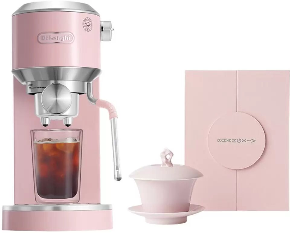 Рожковая кофеварка Delonghi EC890. PK , 1350 Вт, давление 15 Бар, цвет розовый