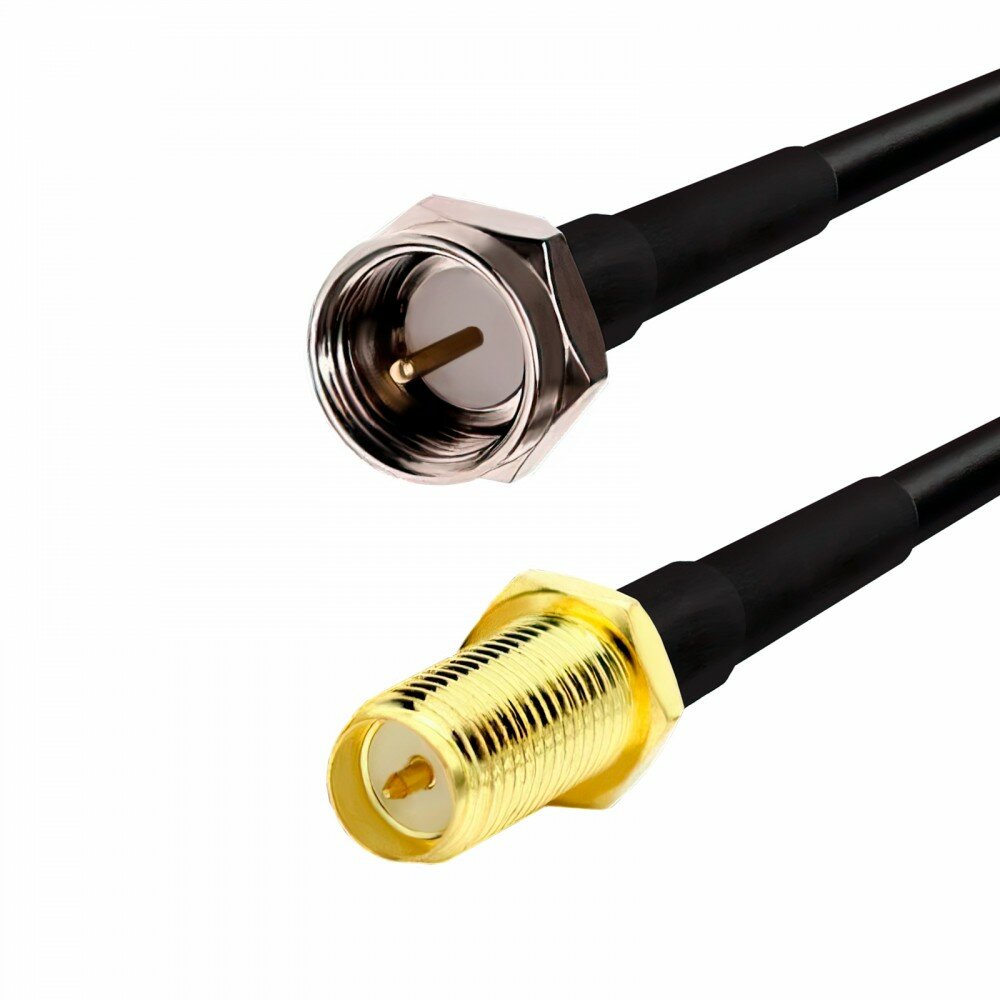 Кабельная сборка F-male - RP Sma-female 7 м, кабель 5D-FB CU (медь, черный)