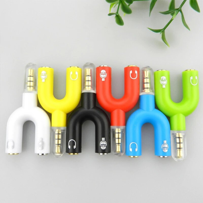 3,5 штекер микрофон наушники 1/2 адаптер 1/2 U-образный аудиоразветвитель white-9952