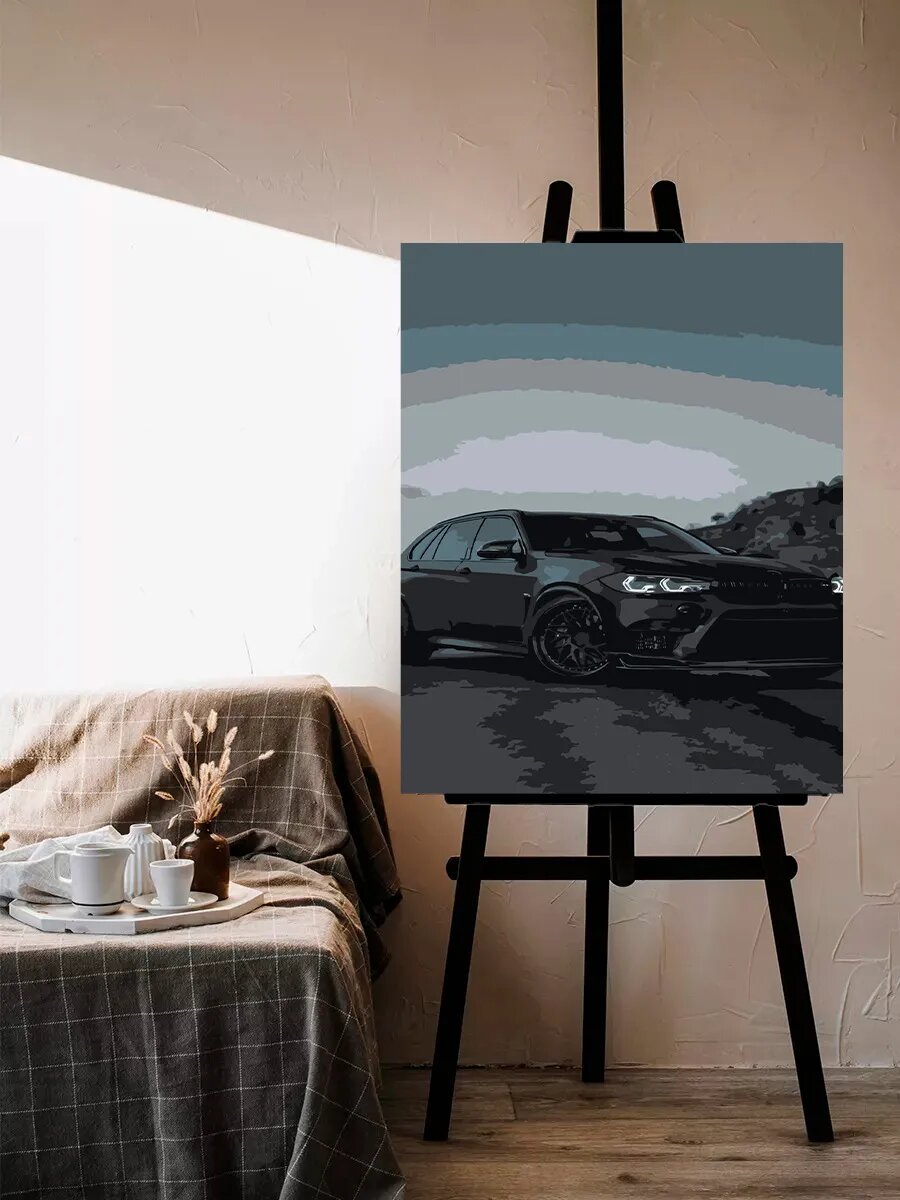 Картина по номерам Черная Бмв x5 m Машина BMW Автомобиль