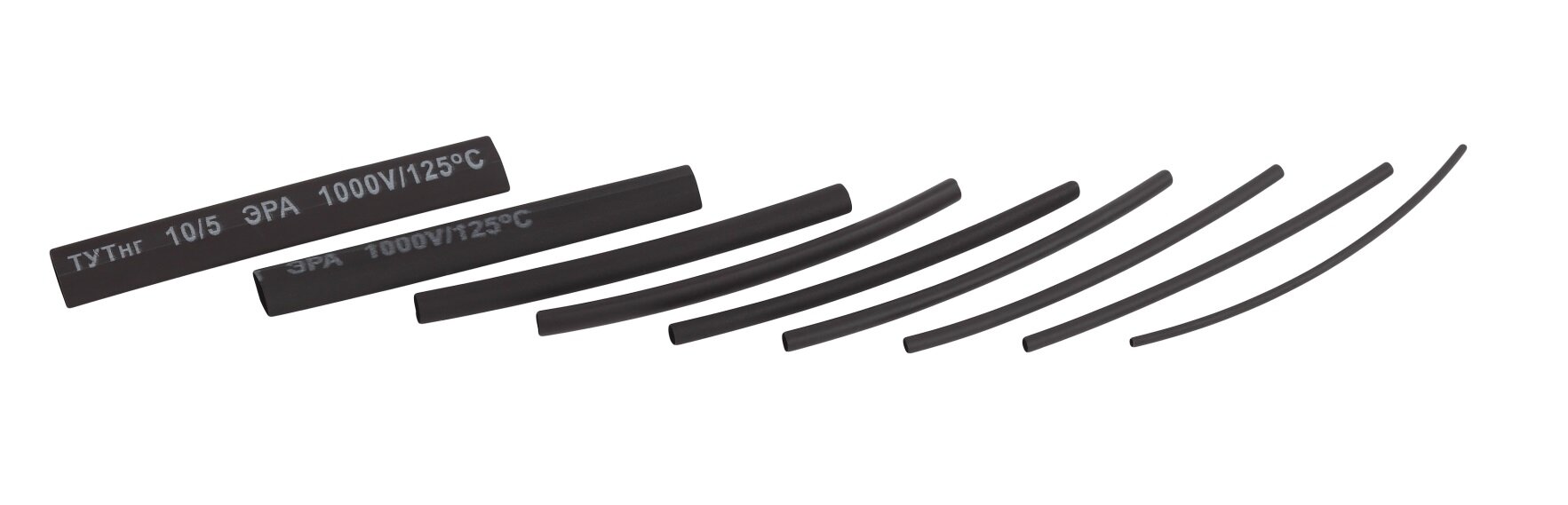 Электро термоусаживаемая трубка набор ЭРА ТТКнг 2:1 1.5, 2.5, 3, 3.5, 4, 5, 6, 8, 10 черная по 2 шт. 10см TYT-set-9-100-b ЛОТ 2 шт