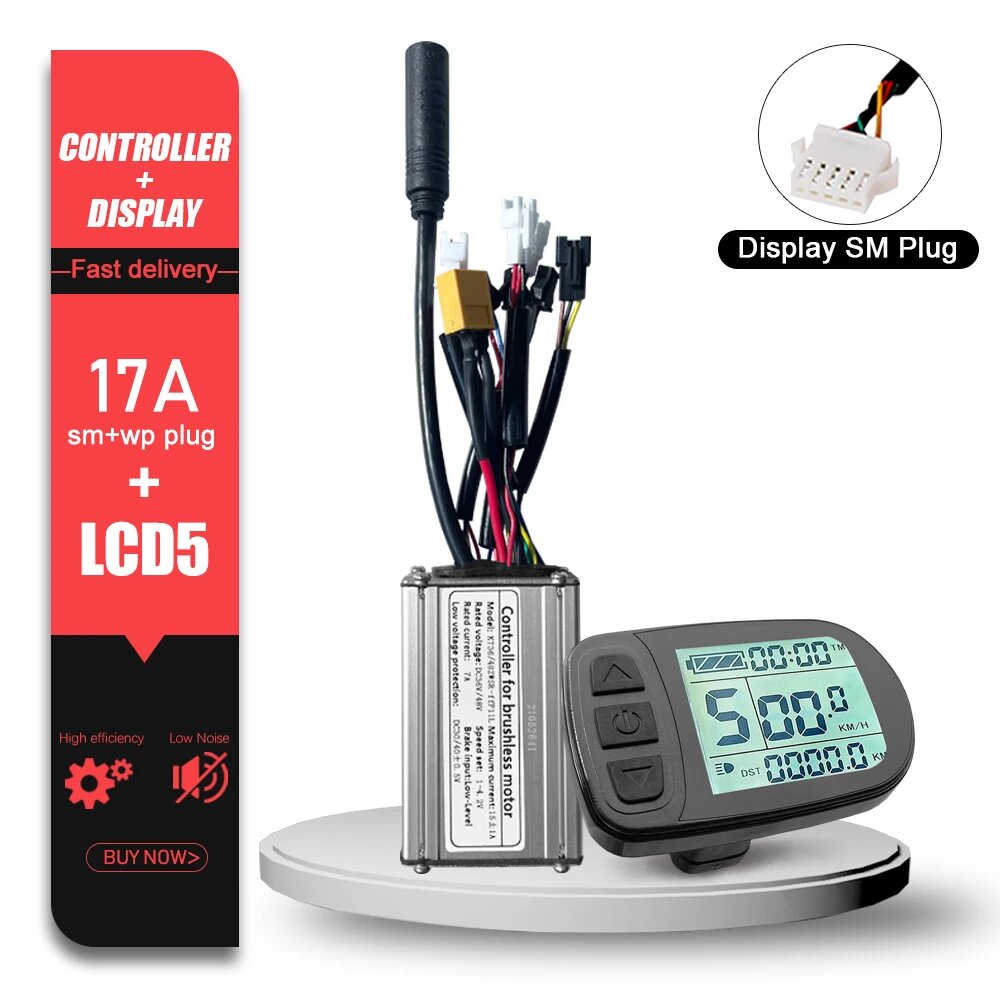 Контроллер электровелосипеда 17A LCD5 с дисплеем